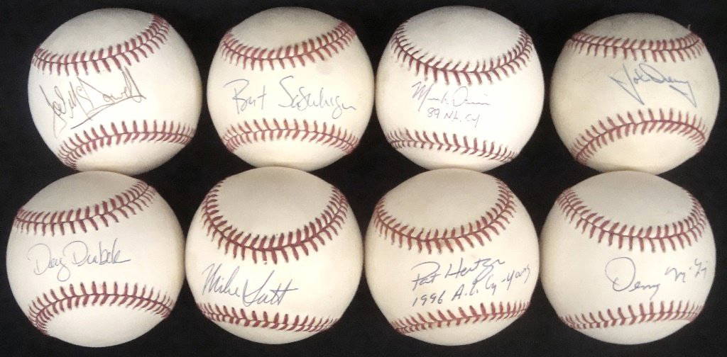Lot Of (8) Single Signed Baseballs By Cy Young Award