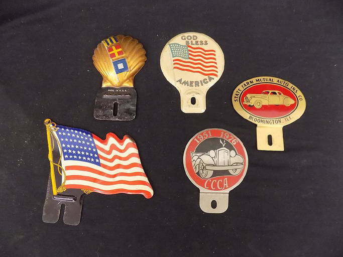 (5) Vintage License Plate Toppers Shell, American Flag, - Feb 11, 2017 ...