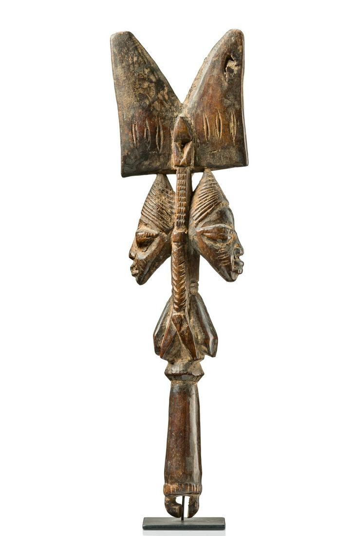 Janus-faced dance staff "oshe shango" - Nigeria, Yoruba, north east of ...