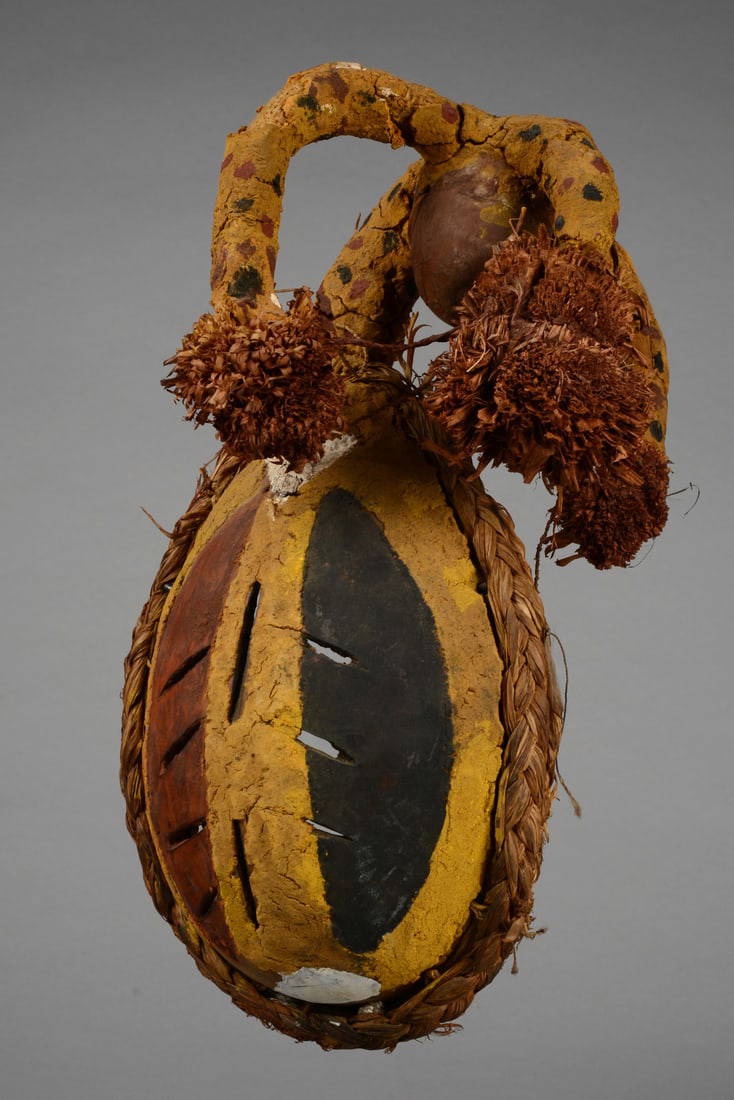 Rare Calabash Face Mask "mbubu" - Nigeria, Igbo-afikpo Auction