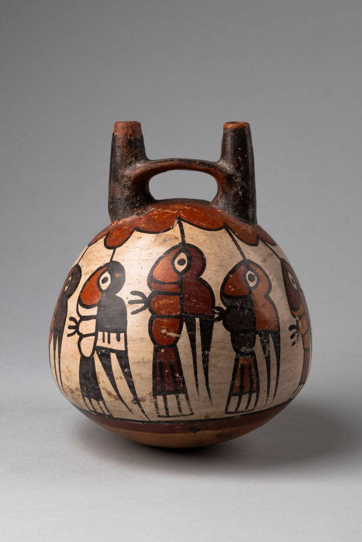 Bridge Vessel With Double Spout, Early Intermediate Period, Middle Nazca Circa 100 To 300 Ad ...