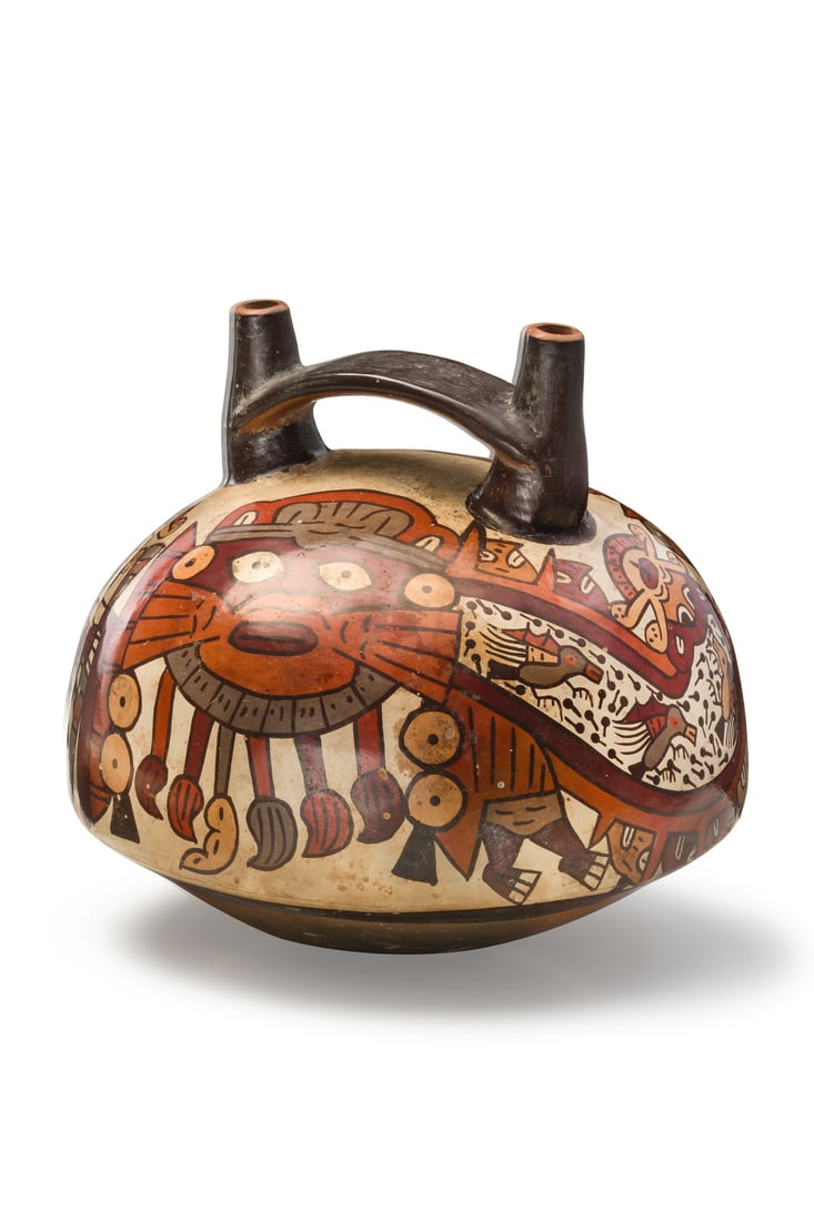 Bridge Vessel With Double Spout, Early Intermediate Period, Middle ...