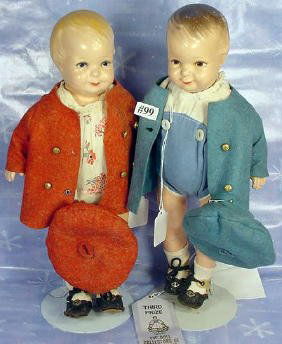 99: Pair 14" Grace Corry Rockwell Dolls