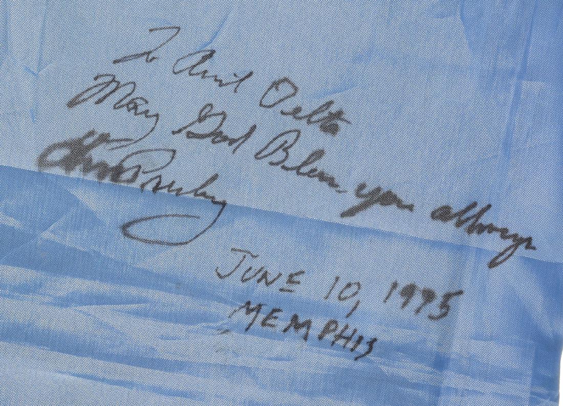 Elvis Presley Signed and Inscribed Blue Concert Scarf