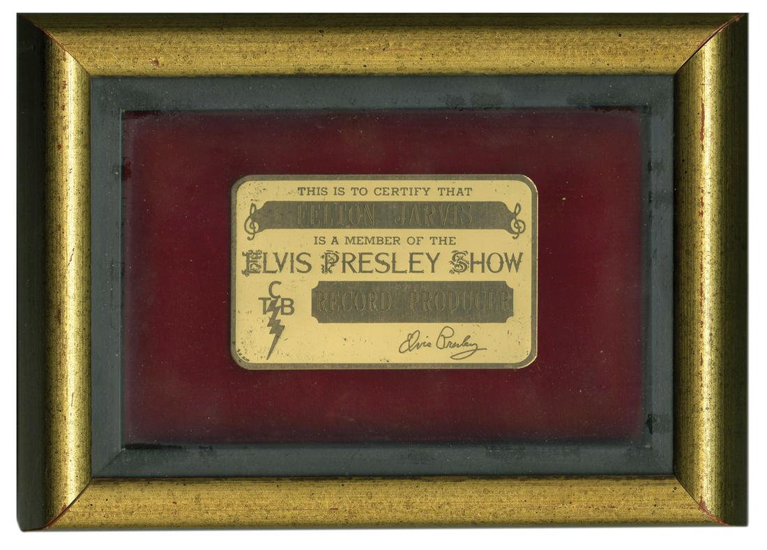 Felton Jarvis’ “ELVIS PRESLEY SHOW” Gold Metal ID Card - Aug 13, 2019 ...
