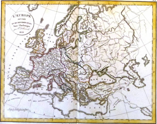 Map Of The Europe Divided In Various States. 1828.