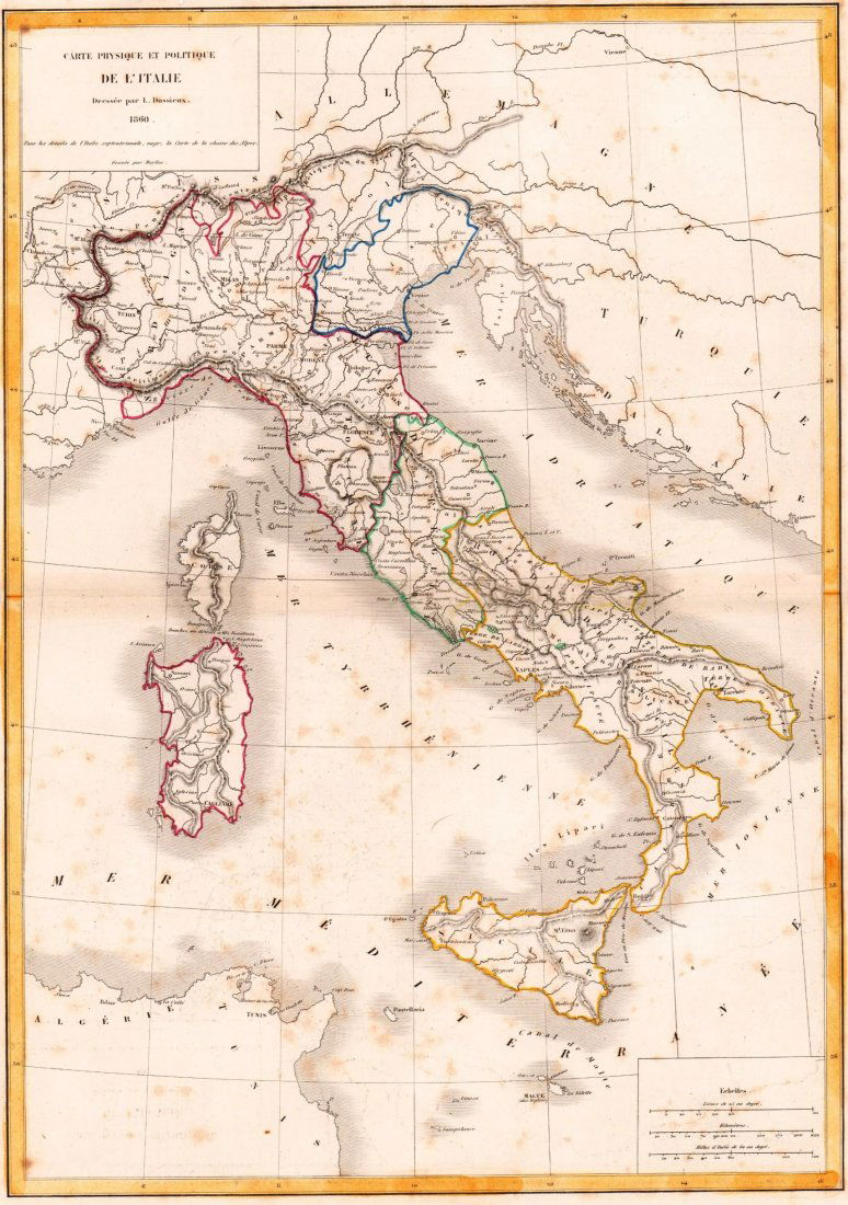 Map of Italy. Europe. 1854.