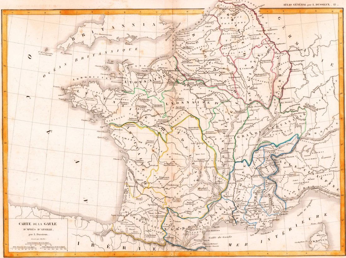 Map of Gaul. Europe. 1854.