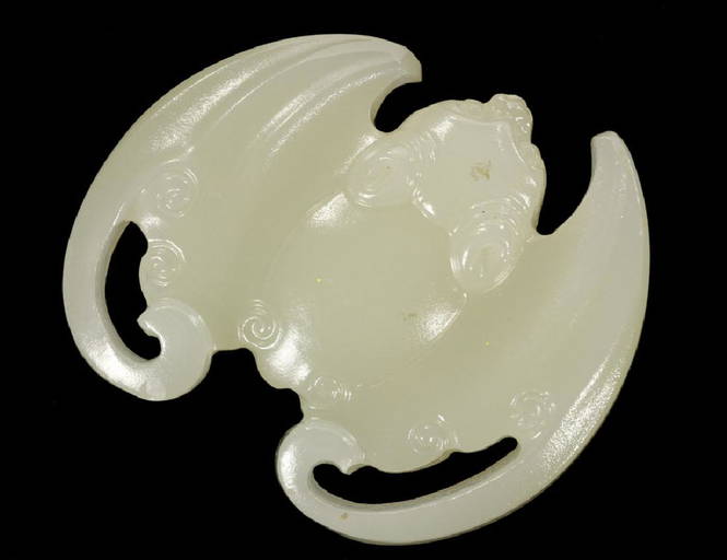 Chinese Carved Jade Bat Pendant
