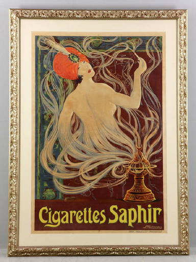 "cigarettes Saphir," Art Nouveau Poster