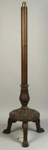 Antique Carved Wood Lamp Base