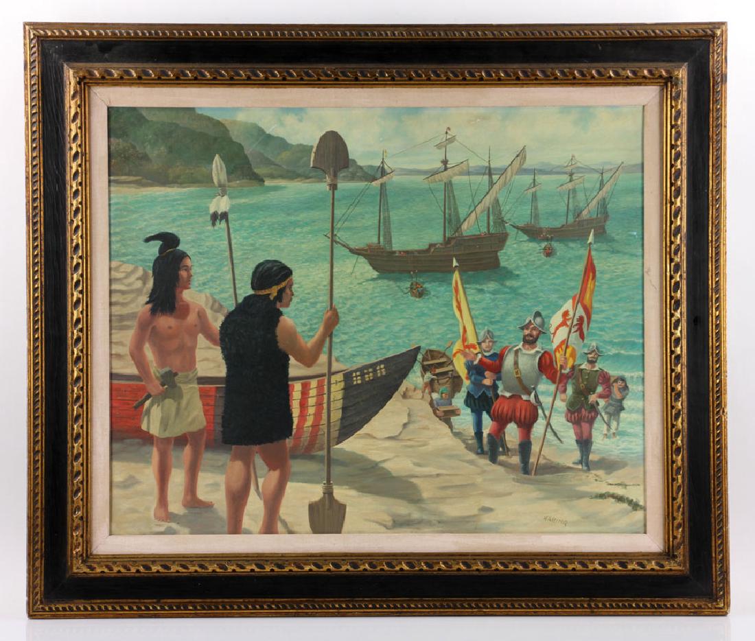 View Of Conquistadors, Oil On Canvas