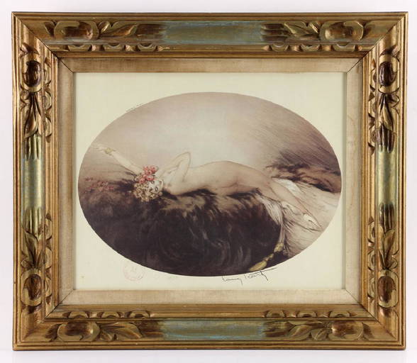 Louis Icart, Woman Reclining In Furs, Print