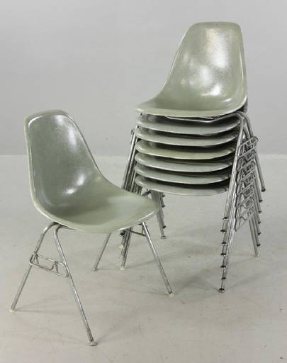 Set Of Eight Eames For Herman Miller Stackable Chairs