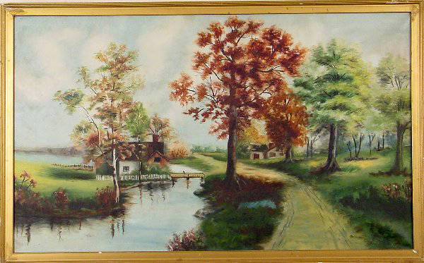 Signed Violet Gillett Farm Scene Painting