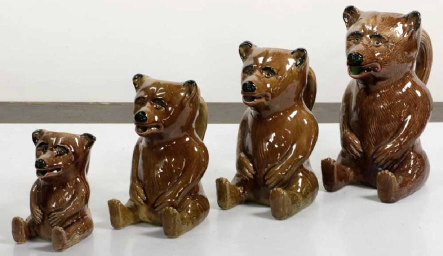 Graduated Set Of Figural Bear Pitchers