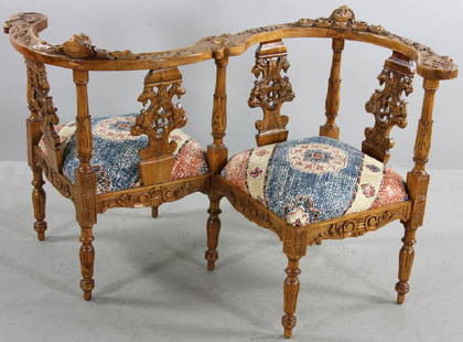 Tete A Tete Chairs With Rush Seats