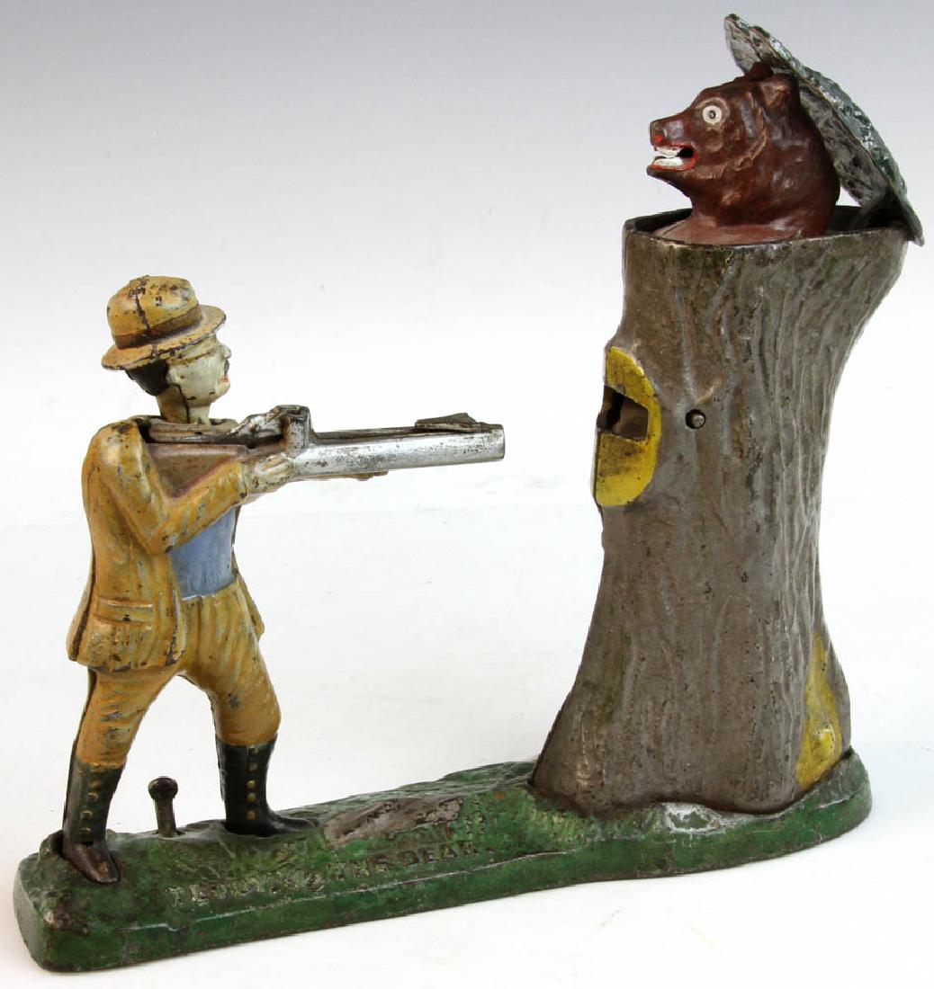 Teddy And The Bear, Antique Mechanical Bank