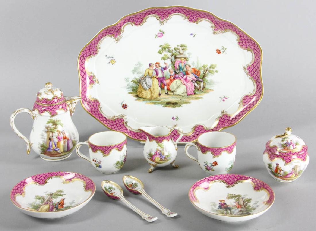 Meissen Ten Piece Hand Decorated Tea Set
