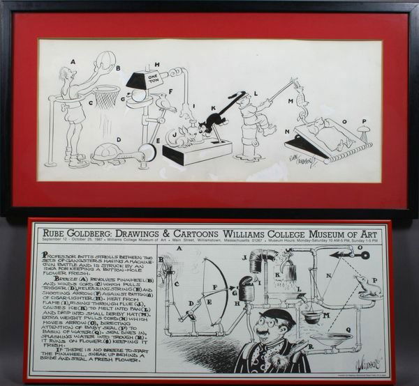 2150: Rube Goldberg, Pen & Ink Drawing and Poster
