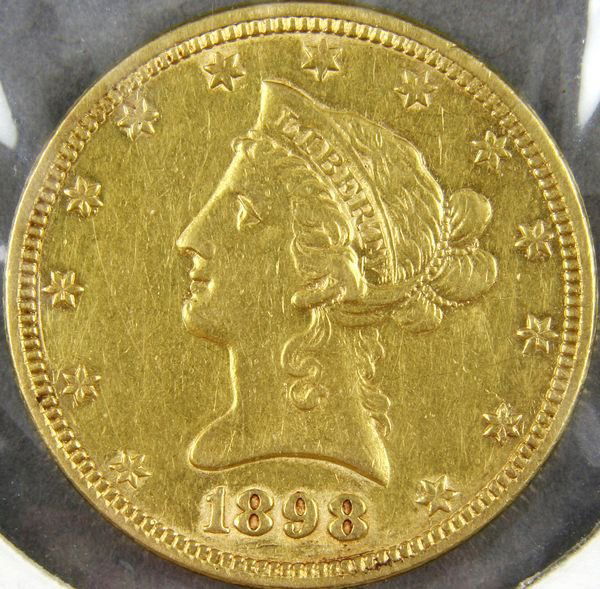 2333: 1898 10 Dollar Gold Liberty Half Eagle Coin