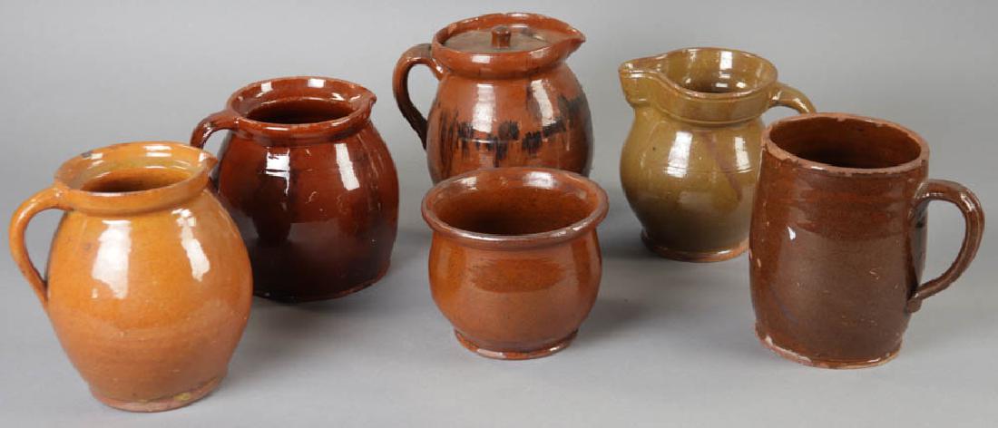Six Early New England Redware Items