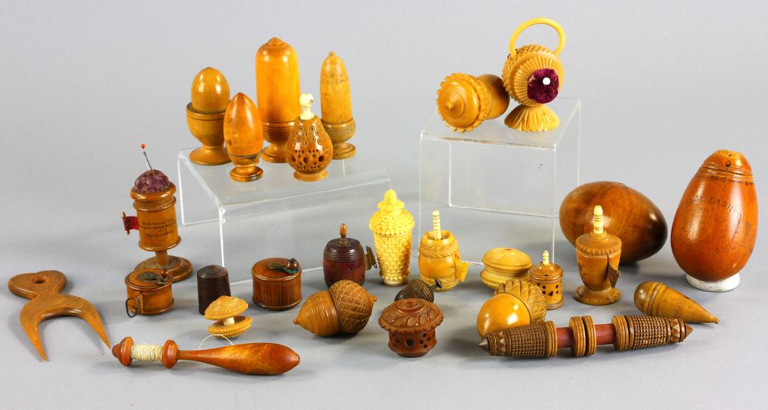 Treen and Vegetable Ivory Sewing Tools