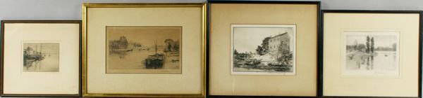 (4) Etchings, Bertha Jaques, Samuel Brun Etc.