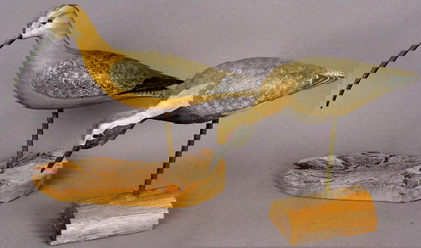 Hand Carved Shorebirds Signed By H.v. Shourds