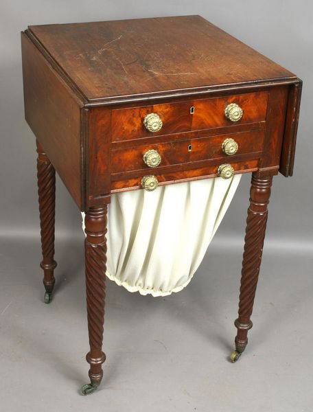 5222A: 19th C. Mahogany Federal Sewing Table.
