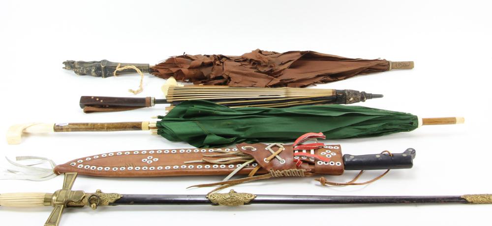 Antique Ceremonial Sword, Parasols, Etc