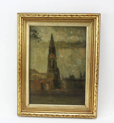 Elijah Baxter Jr, View Of Cathedral, Oil On Canvas