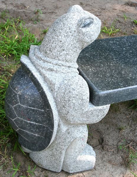 5090: 20th C. Carved Granite Bench w/ Turtle Design