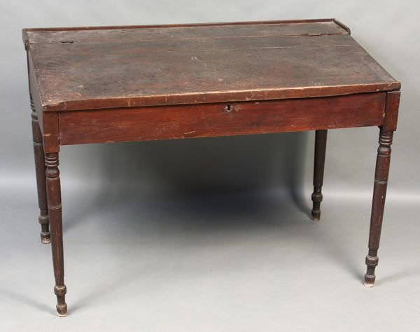 Early 19th C. Sheraton Walnut Paymaster Desk