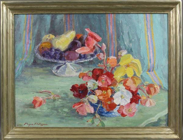 Myra A. Wiggins, Flora And Fruit Still Life