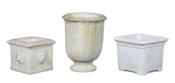 Three (3) Cast Stone Planters