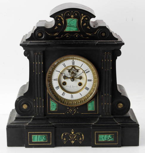 Antique Black Marble and Malachite Clock, Alex Hays (#0518) on Jul 16 ...