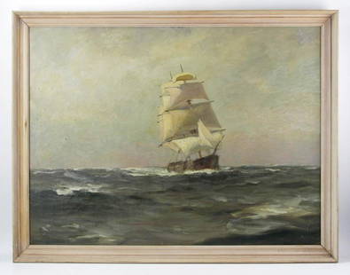 Walter Lofthouse Dean, Sailing Ship, Oil On Canvas: