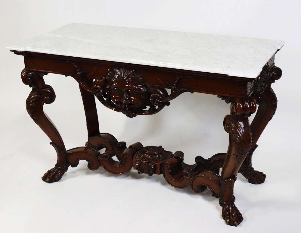 Continental Rococo Style Marble Top Foyer Table