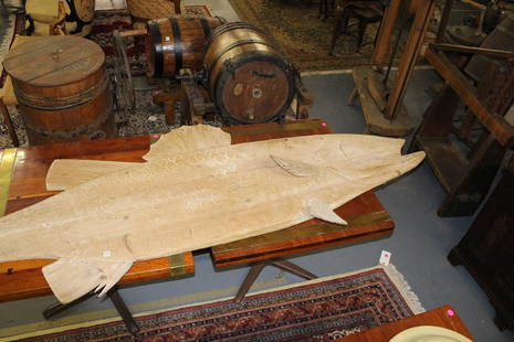 50" Carved Wooden Fish