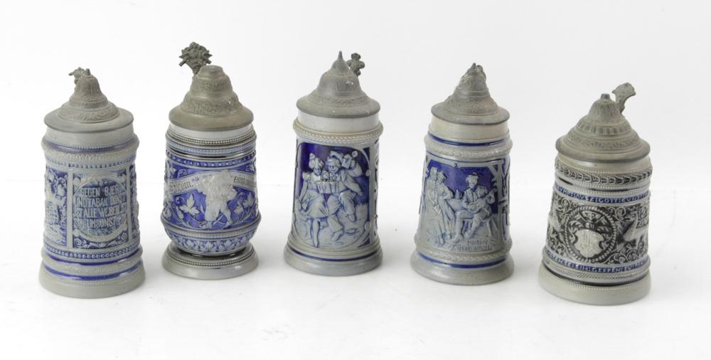Collection of German Salt Glaze Stoneware Steins (#1376) on Mar 05 ...