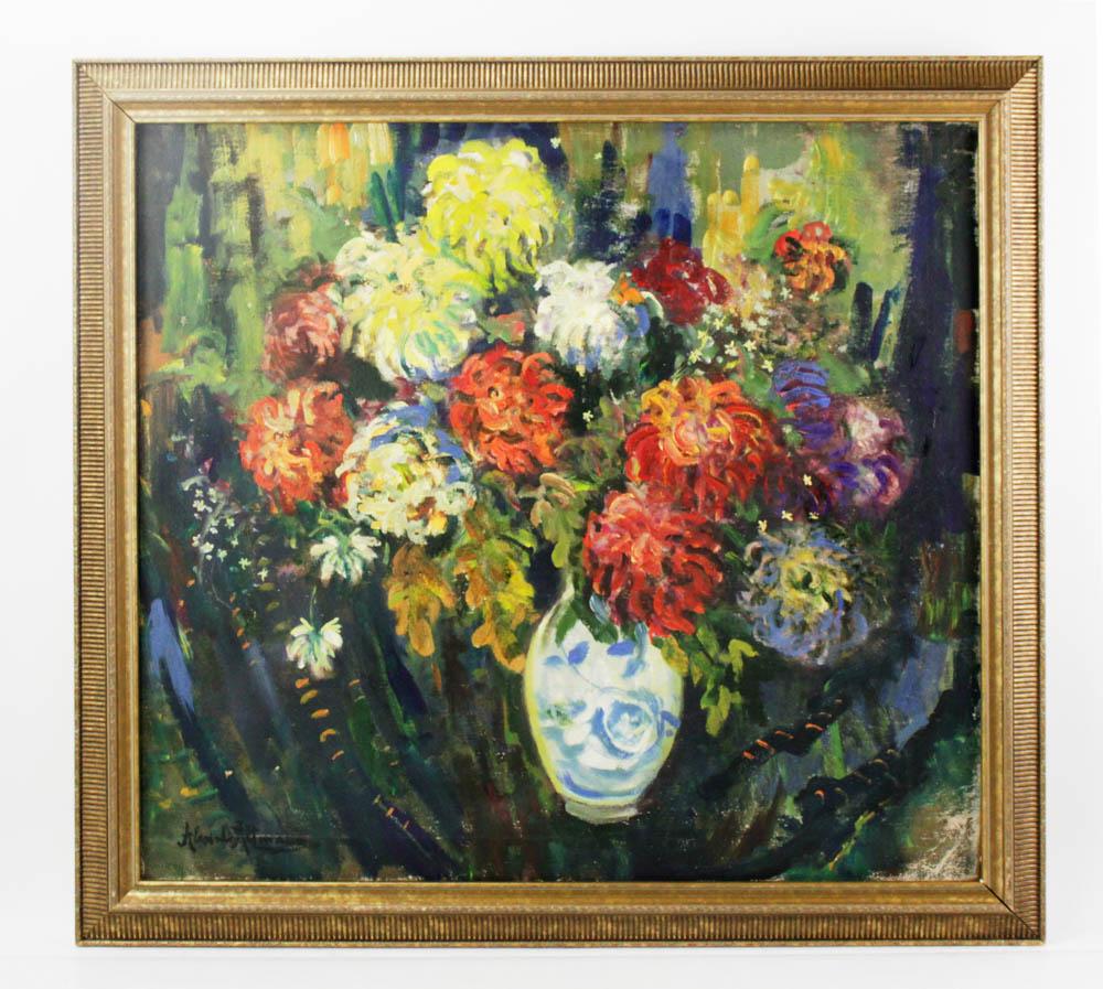 Alexandre Altmann, Still Life Flowers, Oil On Canvas