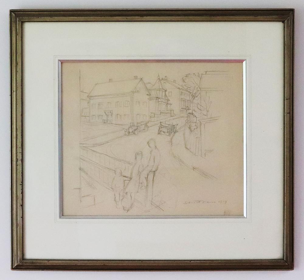 Stuart Davis, View Of Gloucester, Pencil Drawing