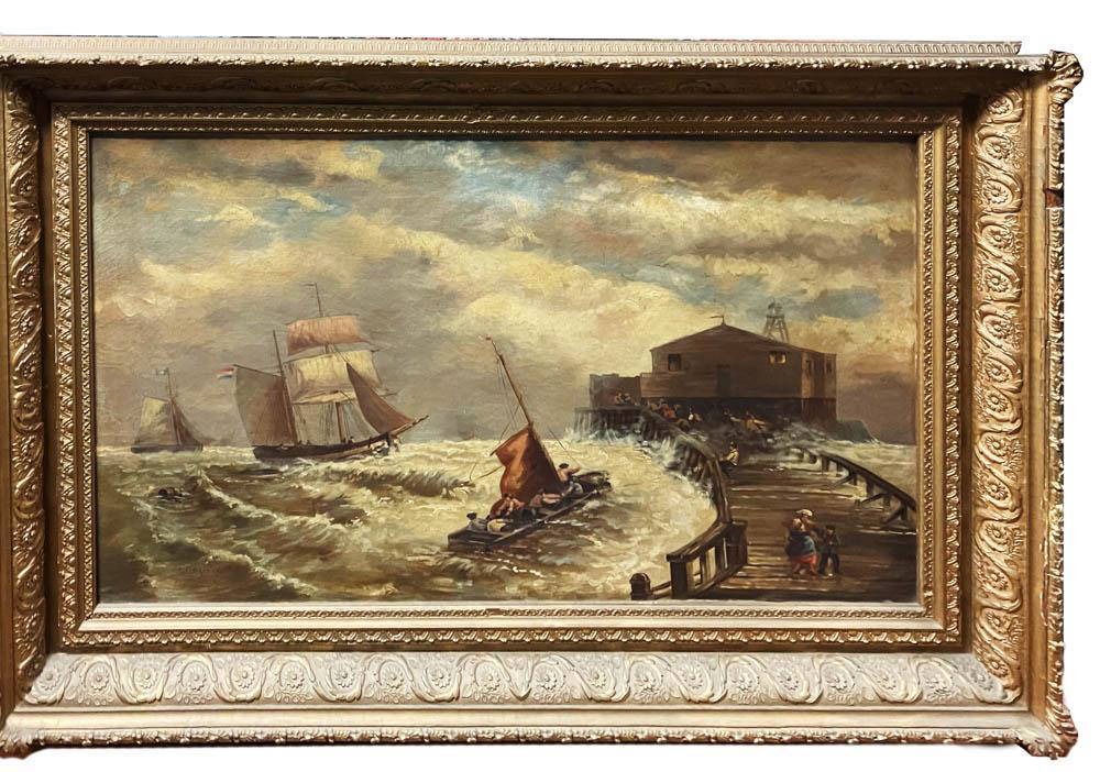 F. Briscoe, Dutch Harbor Scene, Oil On Canvas Auction