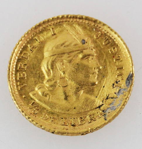 1910 Peru 1/5 Libra Gold Coin