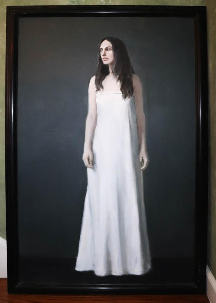 Raymond Han, Portrait Of Tall Brunette, Oil On Canvas Auction