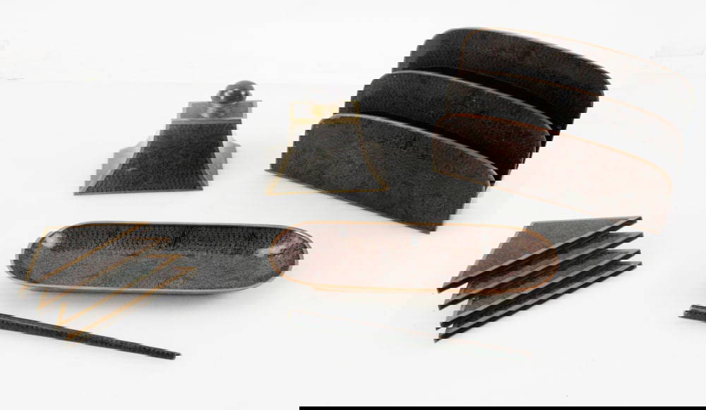 Japanese Cloisonne Desk Set Auction