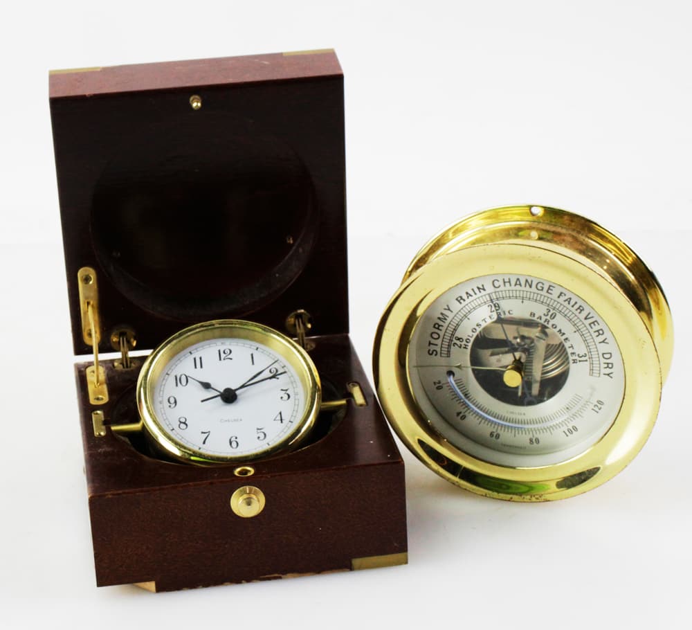 Chelsea "navigator" Clock, Barometer In Brass Auction
