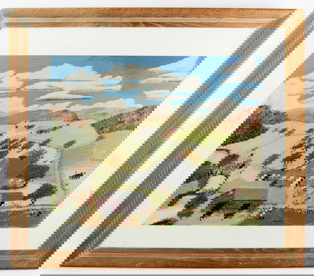Grandma Moses, Farm Scene, Colored Print Auction