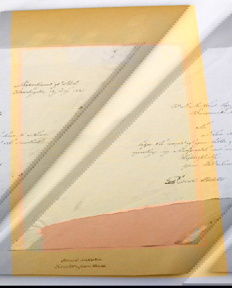 Daniel Webster Signed Letter, 1841 Auction